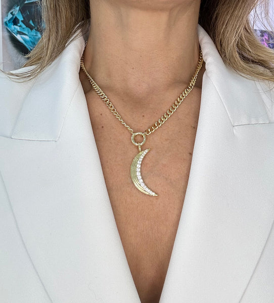 FLUTED CRESCENT MOON NECKLACE – Adam Marc