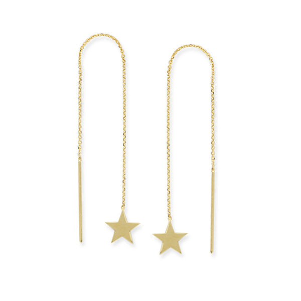 14K GOLD STAR THREADER EARRINGS – Adam Marc
